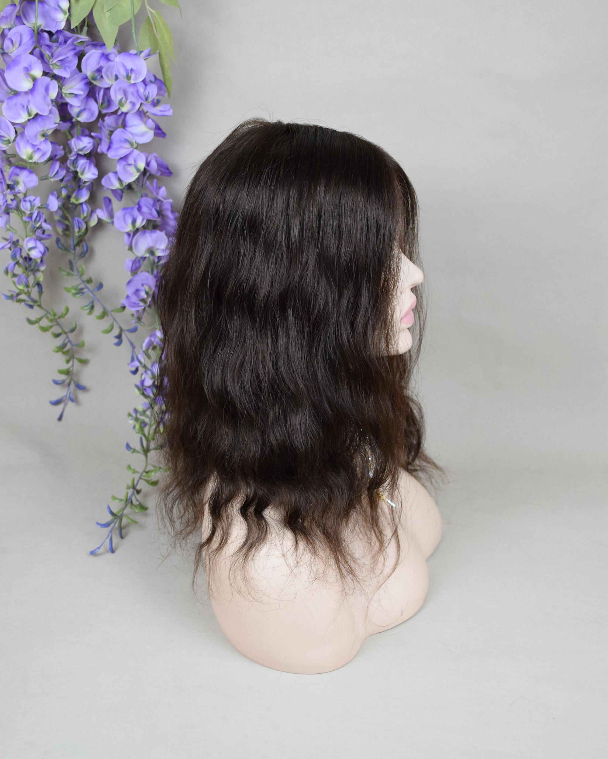 Wavy Dark Brown Human Virgin Hair Topper: Fishnet Integration Hair ...