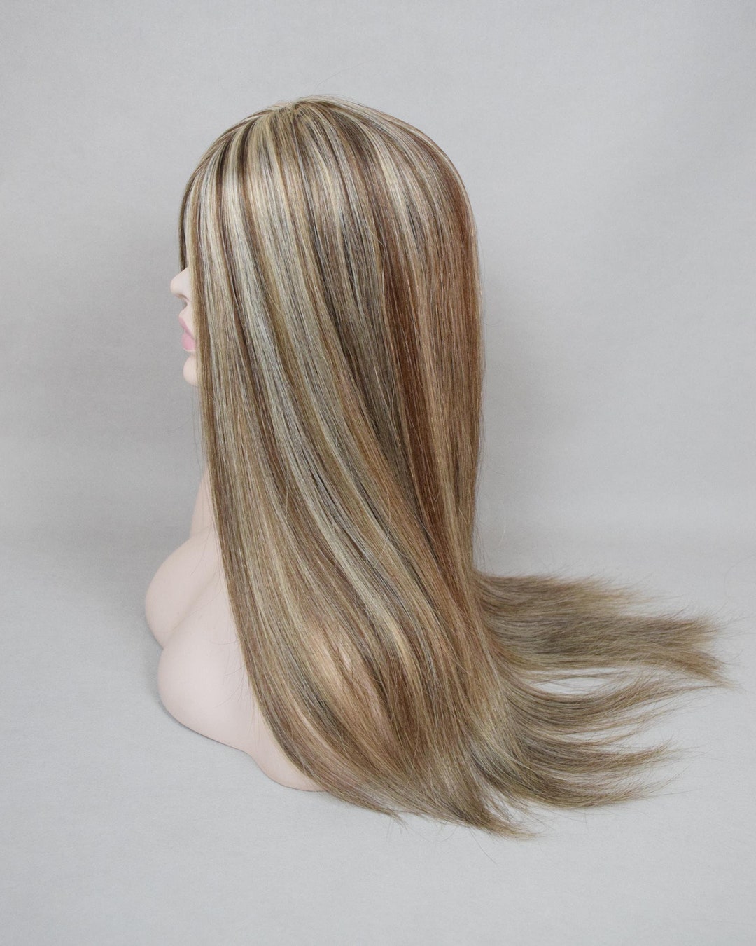 22 Long Hair Jewish Wig Silk Skin Top Kosher Wig Sheitel Human Virgin ...