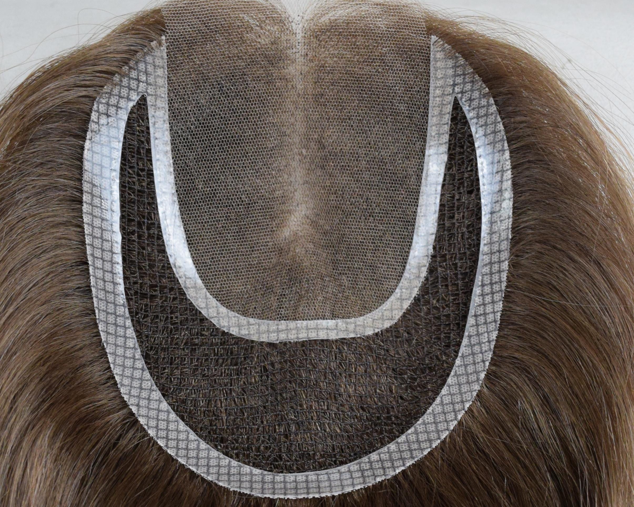 Lace Top Human Hair Topper: Brown Fishnet Integration, Alopecia Hair ...
