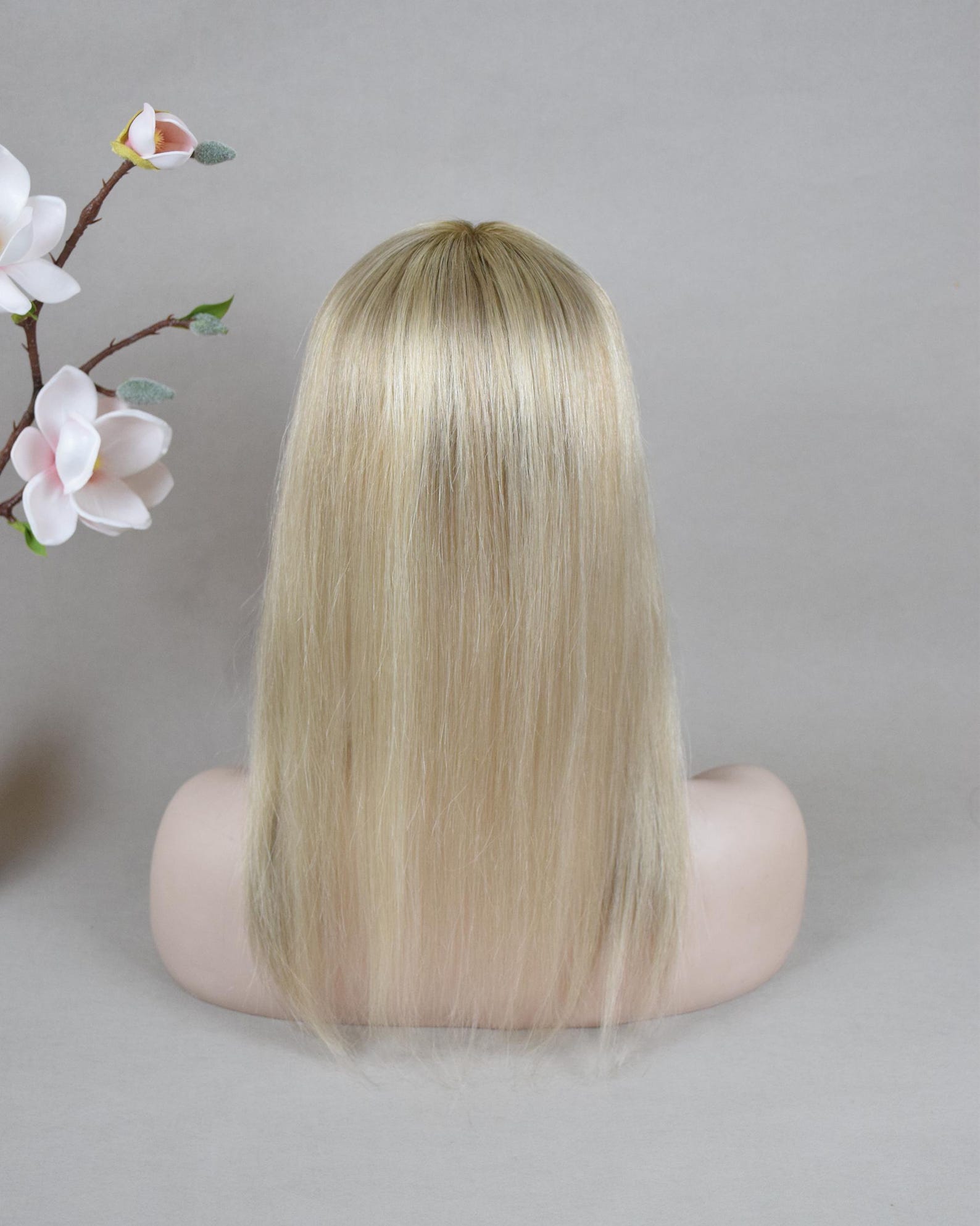 Ashy Blonde European Virgin Hair Topper,silk Base Center Fishnet ...