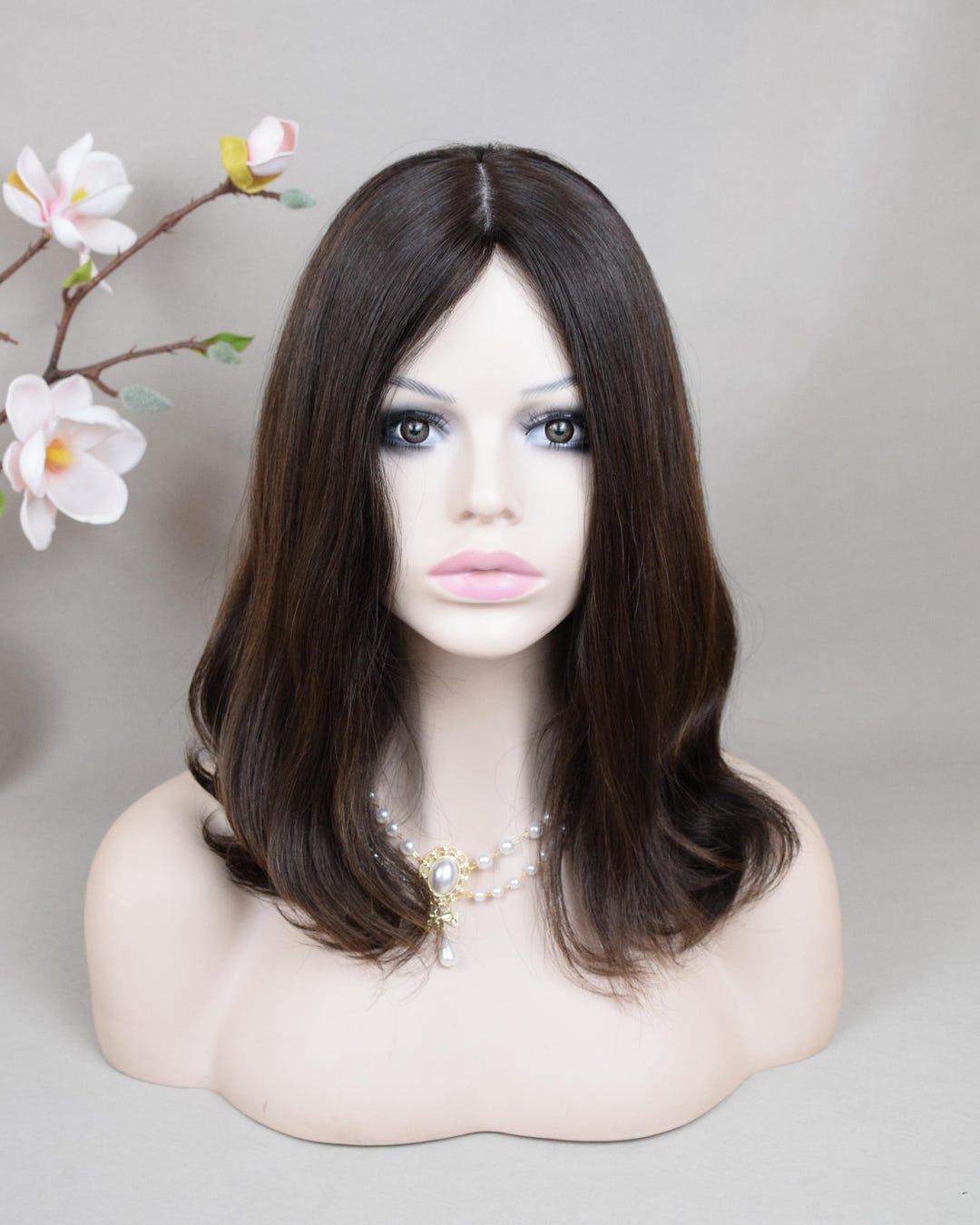 Silk Top Balayage Brown European Human Hair Wig, Kosher Wig Sheitel - Etsy