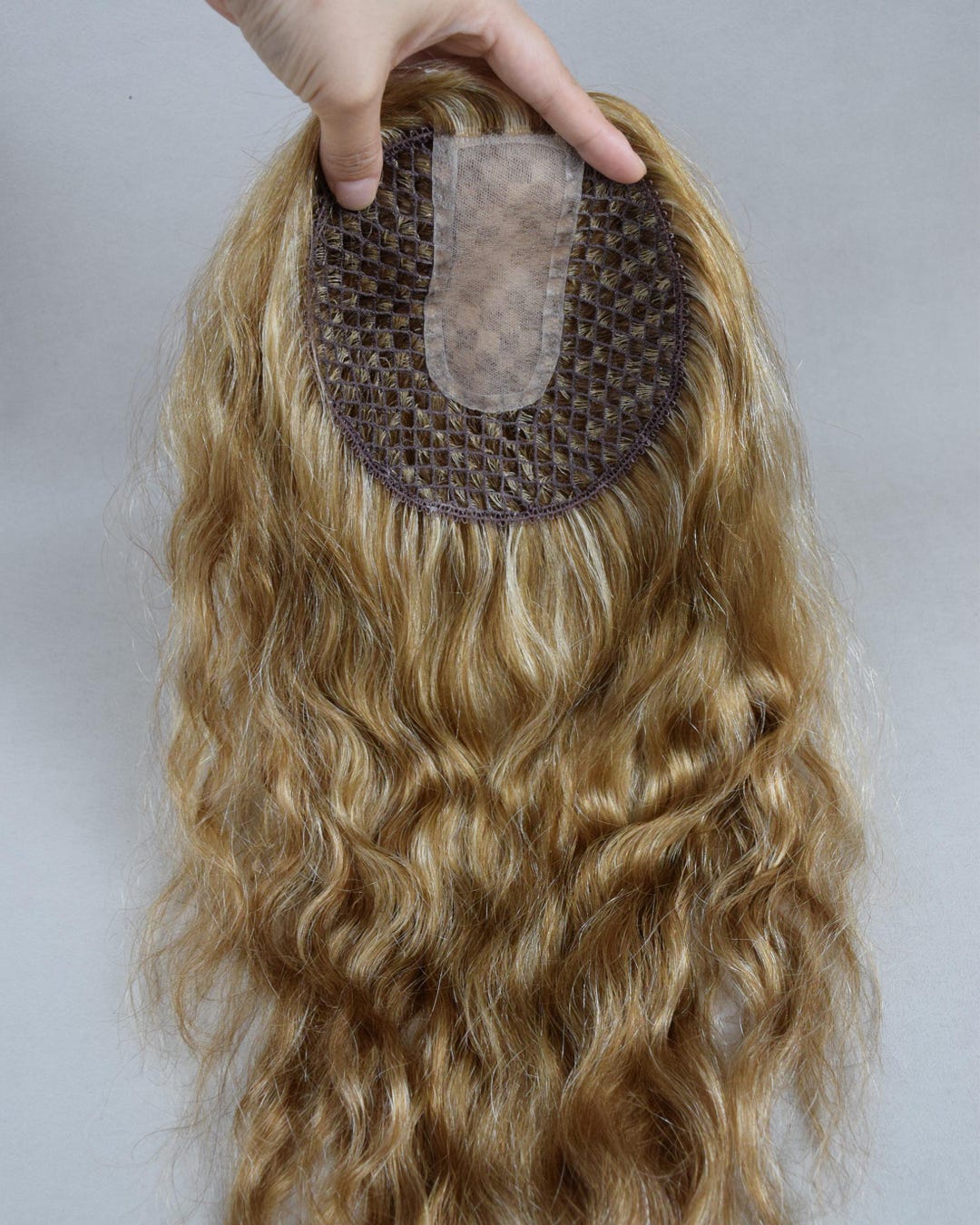 Silk Top Virgin Human Hair Topper: Brown Blonde Highlights, Fishnet ...