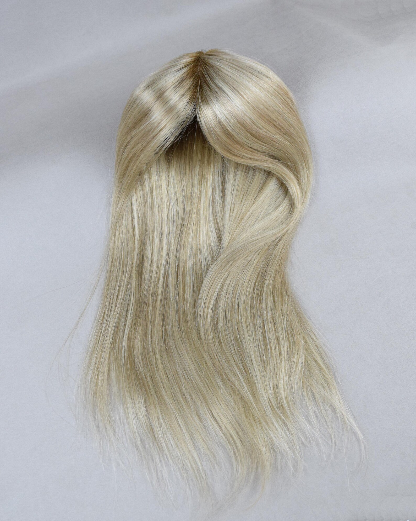 Ashy Blonde European Virgin Hair Topper,silk Base Center Fishnet ...