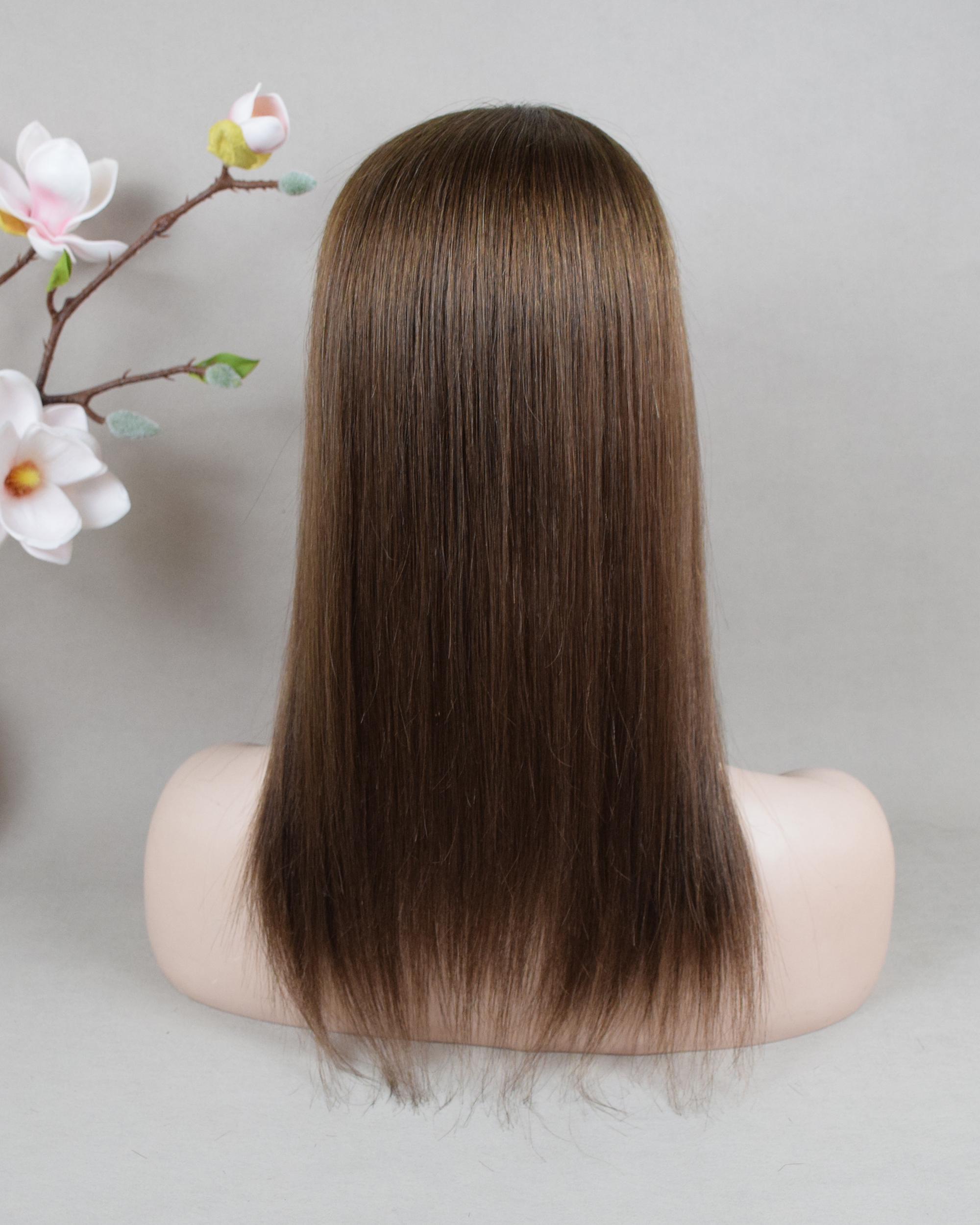 Lace Top Human Hair Topper: Brown Fishnet Integration, Alopecia Hair ...
