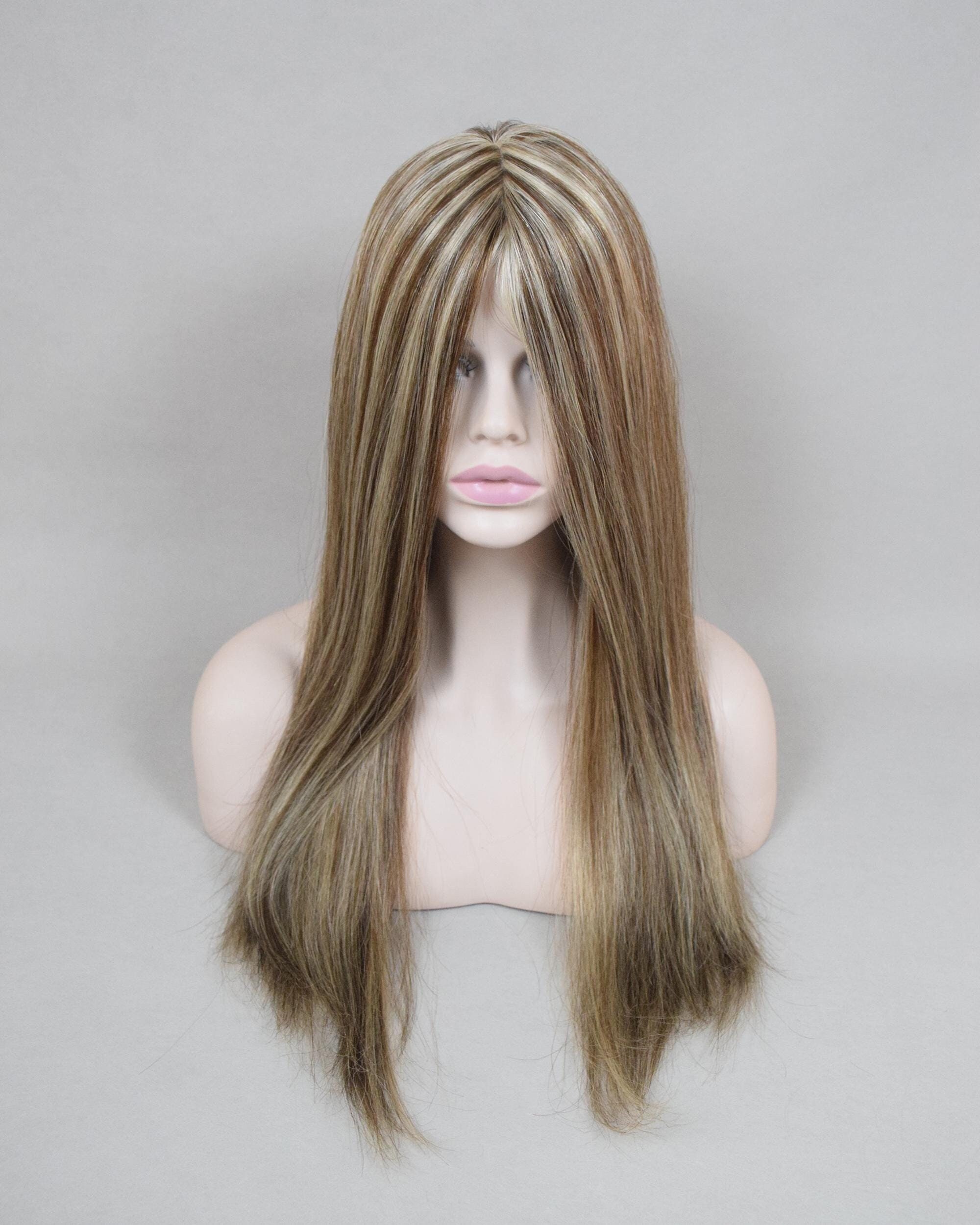 22 Long Hair Jewish Wig Silk Skin Top Kosher Wig Sheitel Human Virgin ...