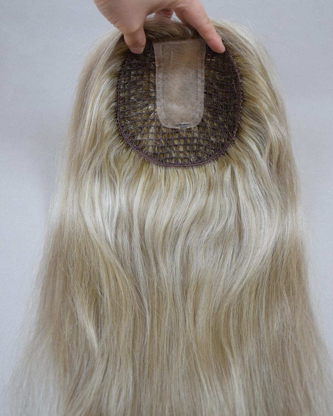 Breathable Fishnet Mesh Integrated Hair System Balayaged Blonde ...