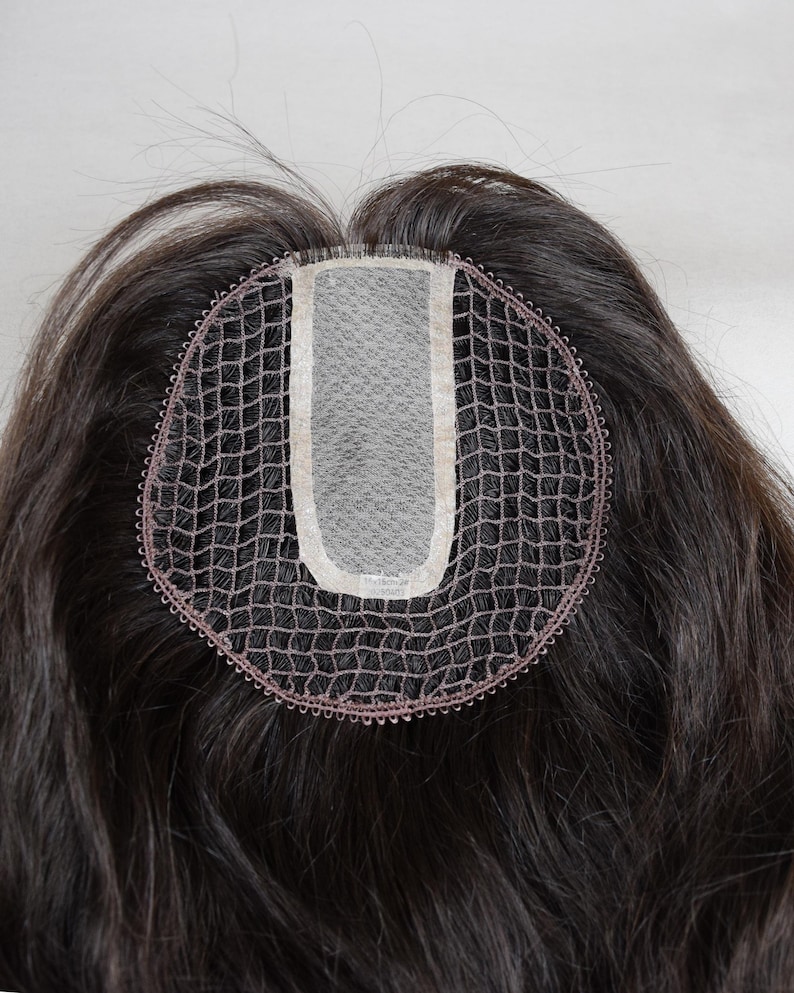 Wavy Dark Brown Human Virgin Hair Topper: Fishnet Integration Hair ...