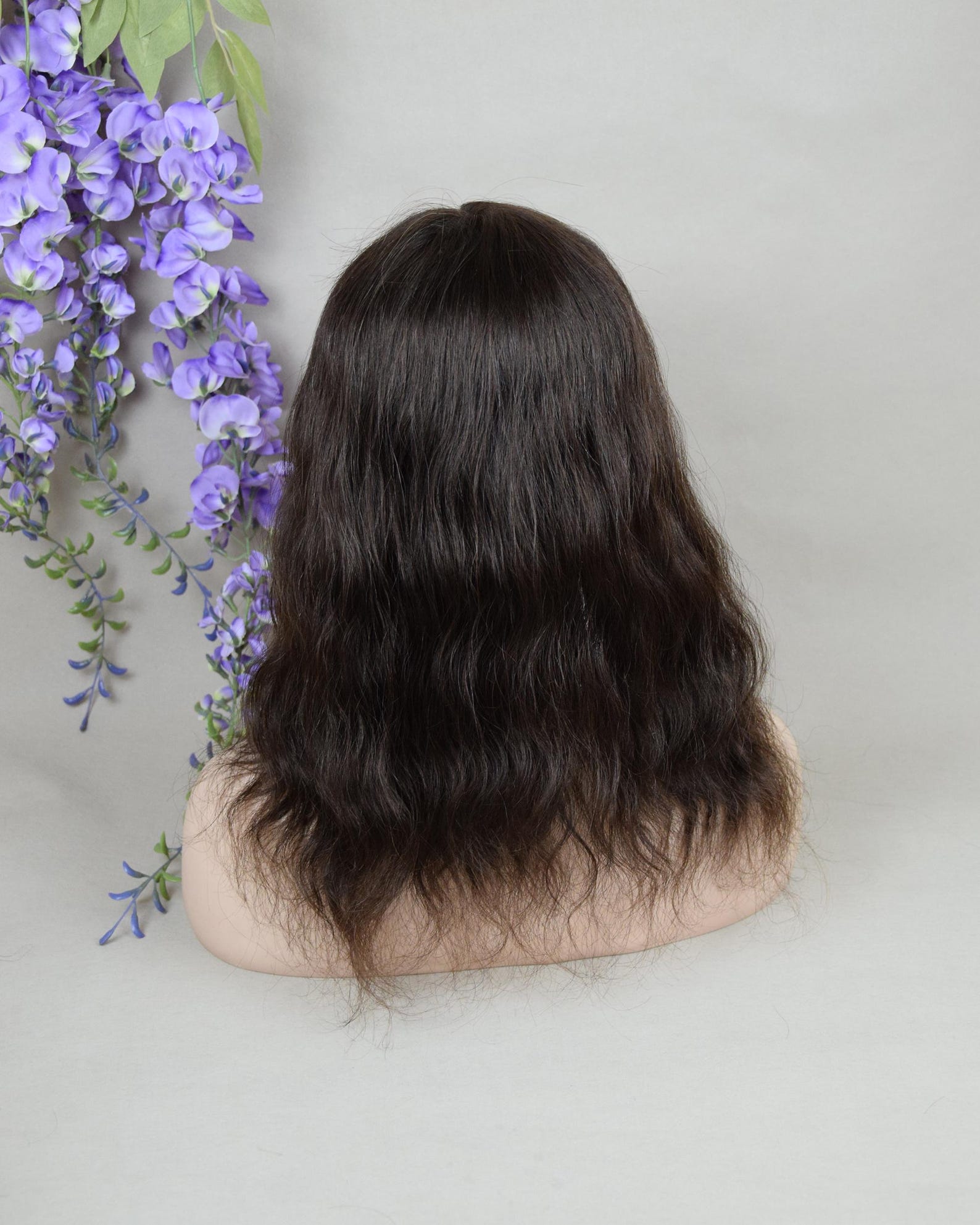 Wavy Dark Brown Human Virgin Hair Topper: Fishnet Integration Hair ...