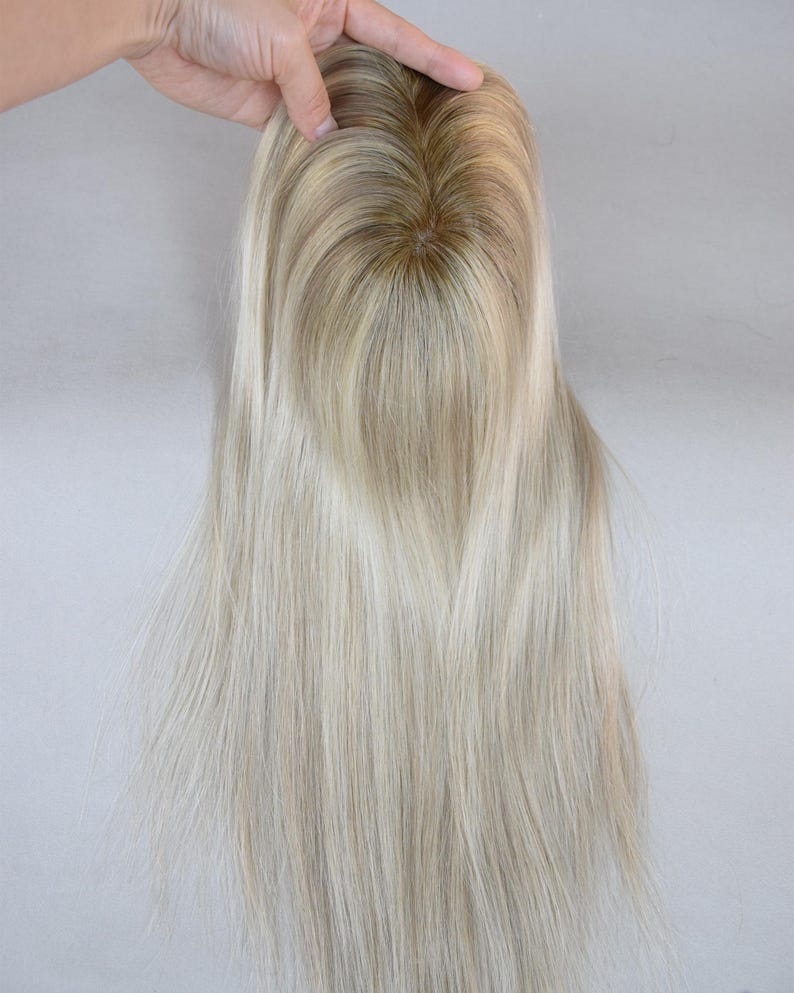 Breathable Fishnet Mesh Integrated Hair System Balayaged Blonde ...