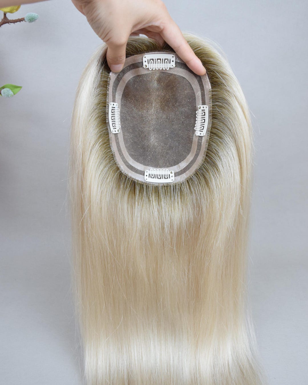 Rooted Blonde Virgin Hair Topper: European Human Hair, Mono Base 5x6 ...