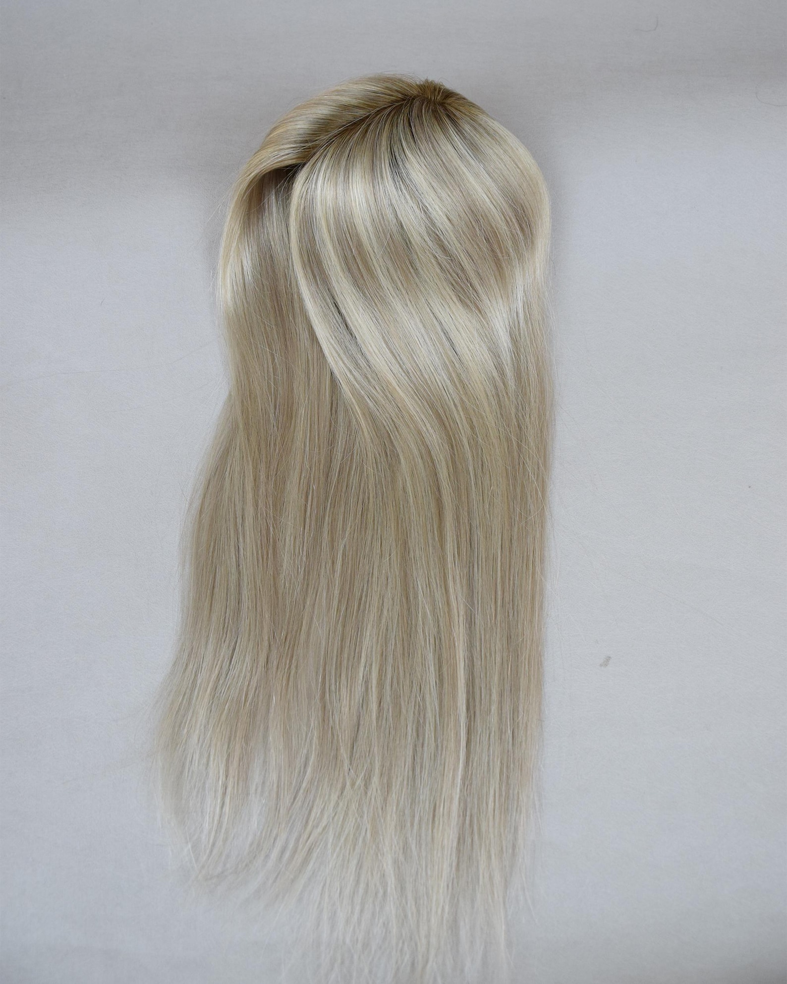 Ashy Blonde European Virgin Hair Topper,silk Base Center Fishnet ...
