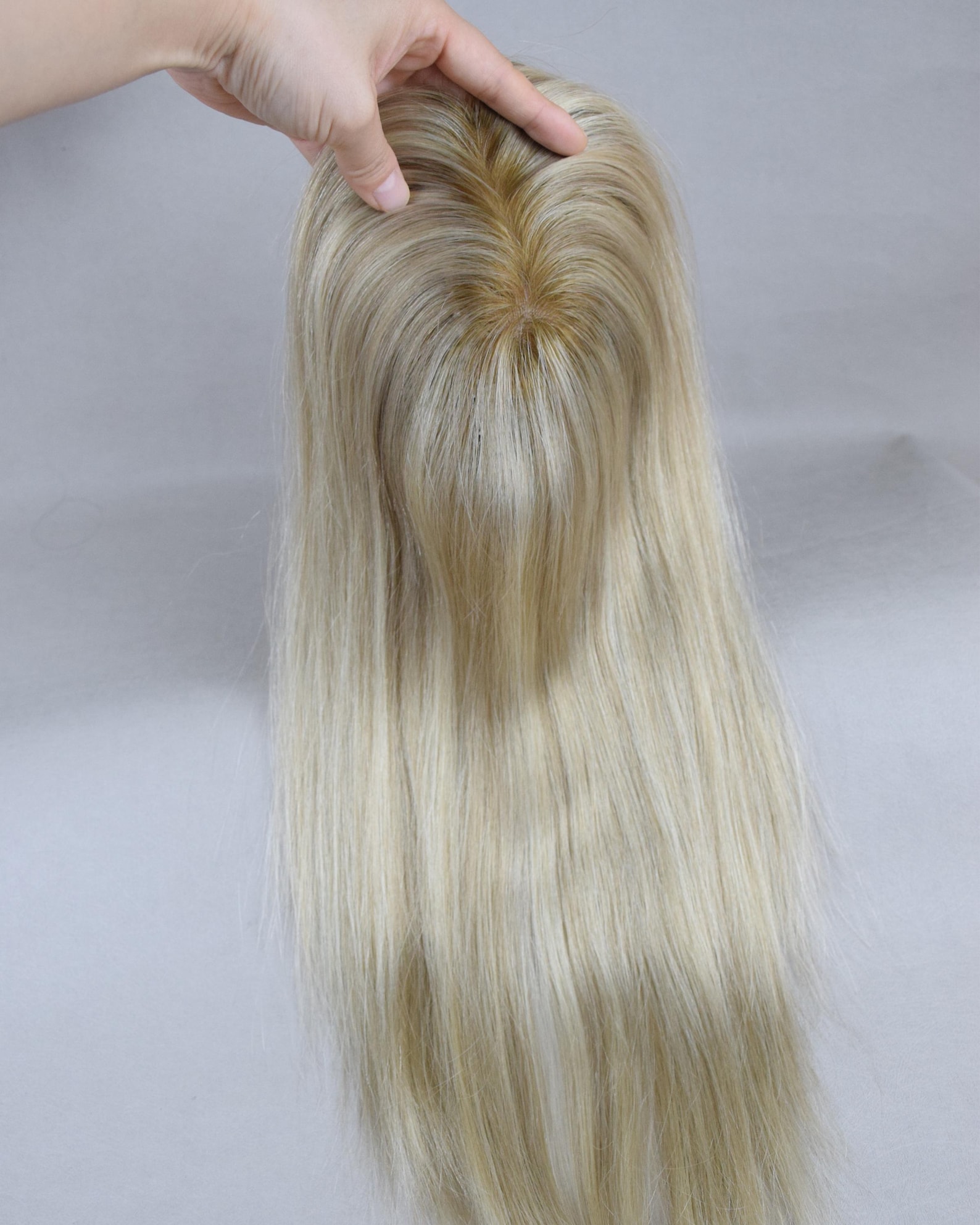 Ashy Blonde European Virgin Hair Topper,silk Base Center Fishnet ...