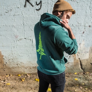 Tree Hoodie, Pine Tree Screen Print, Unisex, Nature Print, Natural ...