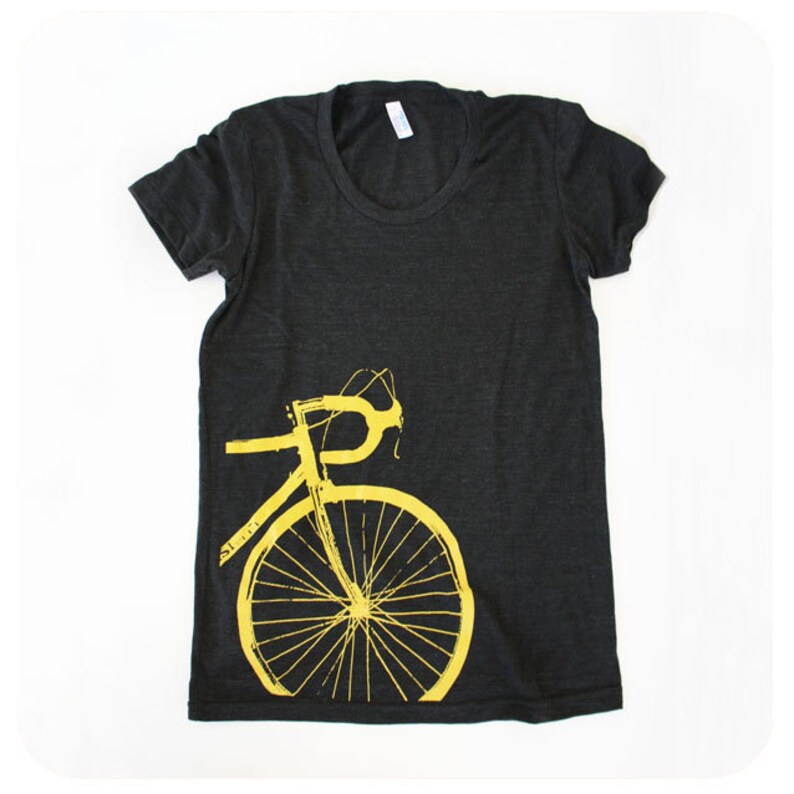 Road Bike T-shirt, Womens Fitted Tee, Charcoal Black, Bicycle Screen ...