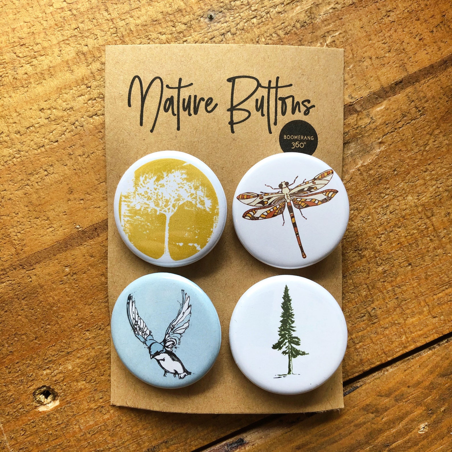 Nature Buttons Set of 4 Pinback Buttons Blue Bird | Etsy