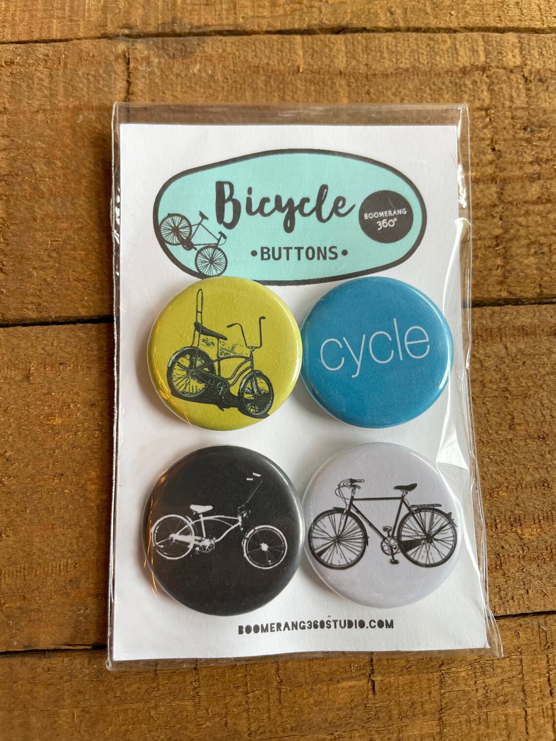 Bicycle Button Pack, Set of 4 Button, 1.25 Inch Round Buttons, Cyclist ...