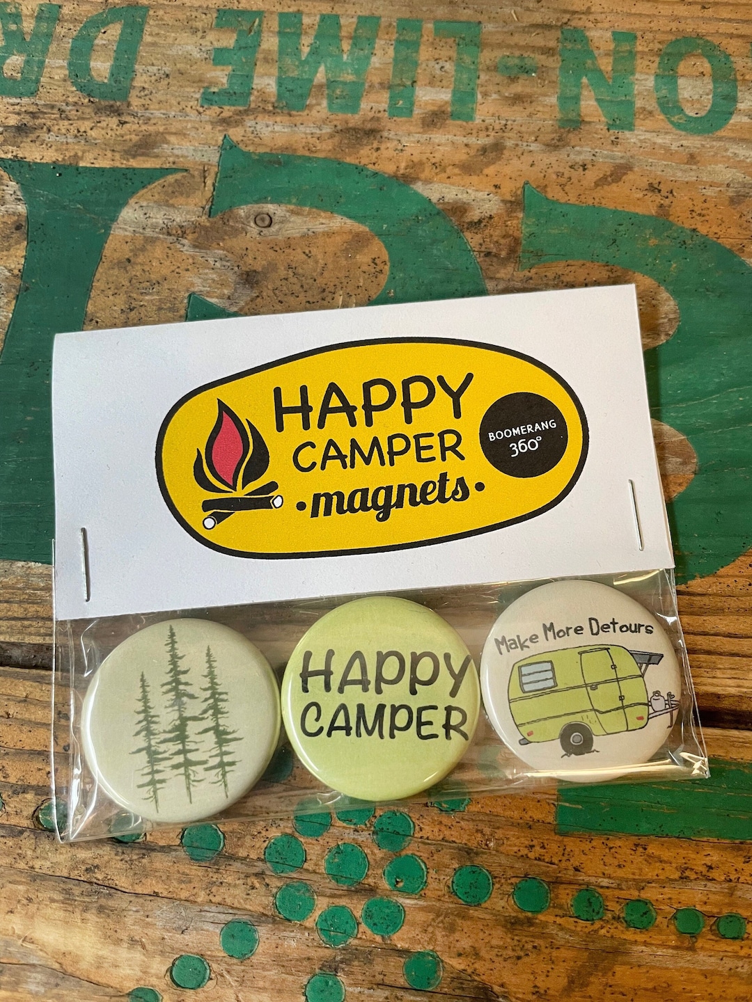 Happy Camper Buttons, Button Pack, Set of 3, 1.25 Inch, Small Buttons ...