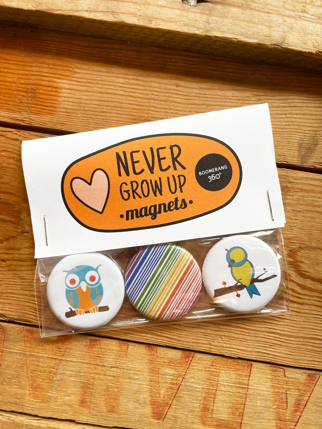 Magnet Pack, Never Grow Up, Small Round Magnets, Fridge Magnets, Owl ...