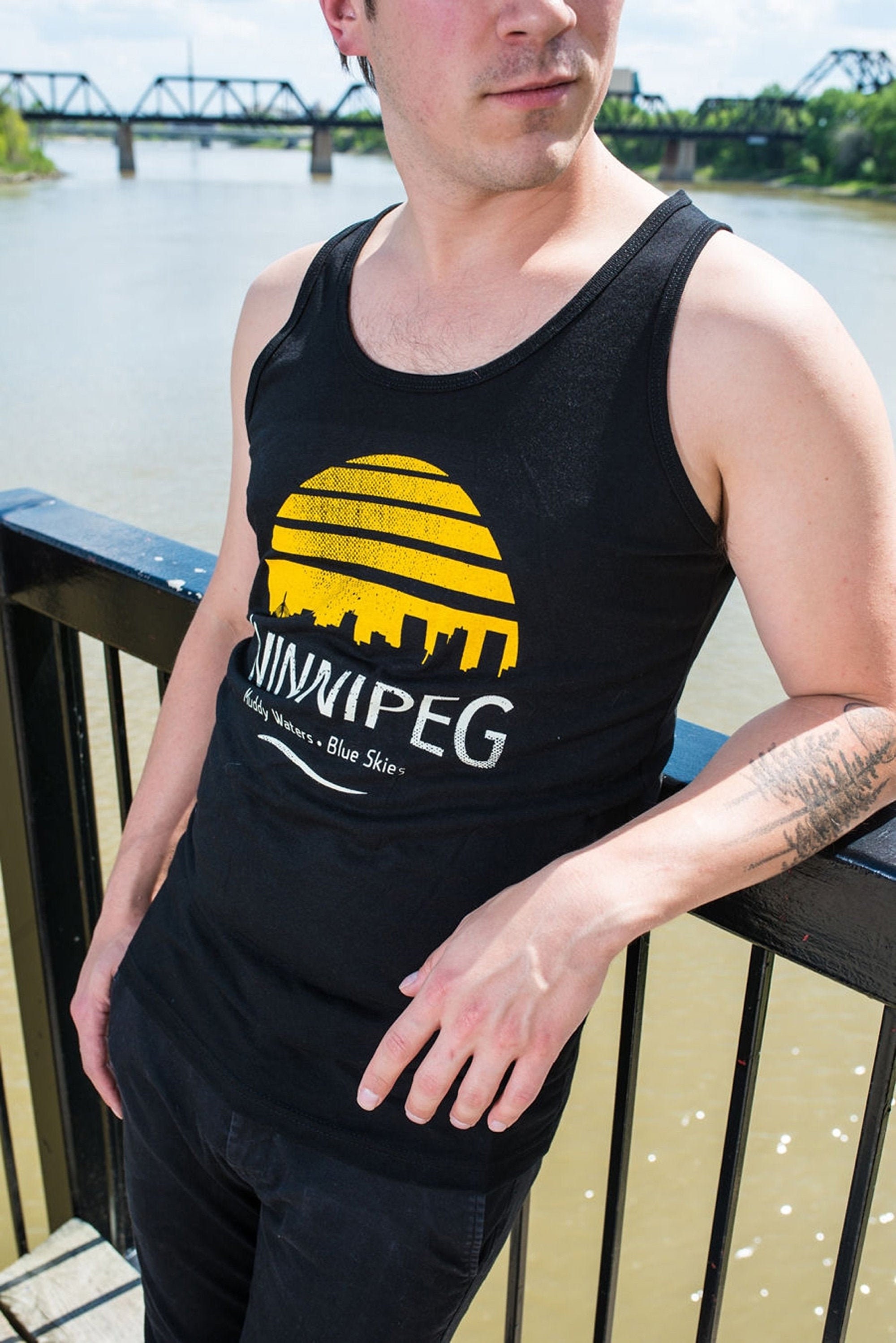 Winnipeg Tank Top Muddy Waters Blue Skies Black Bamboo - Etsy