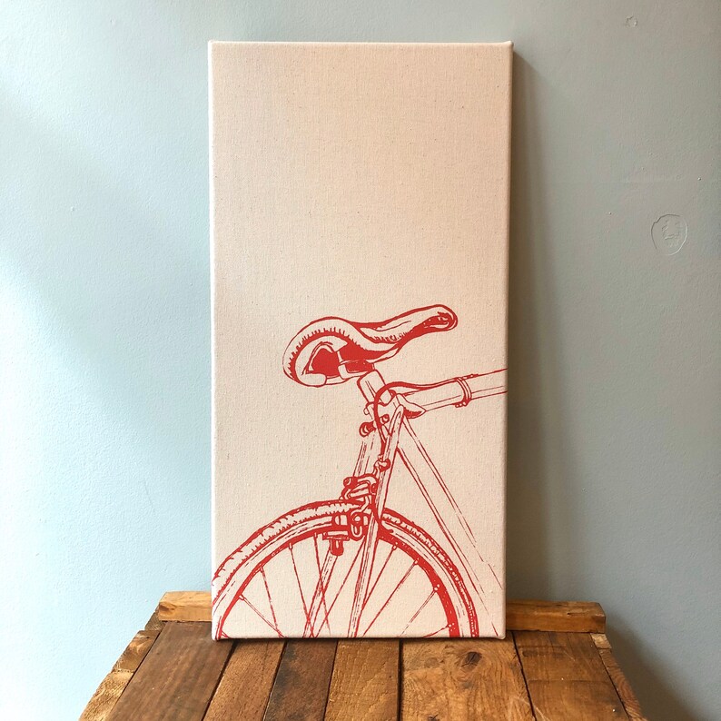 Bike Screen Print, 20x10 Inch Canvas Print, Bicycle Wall Art, Original ...