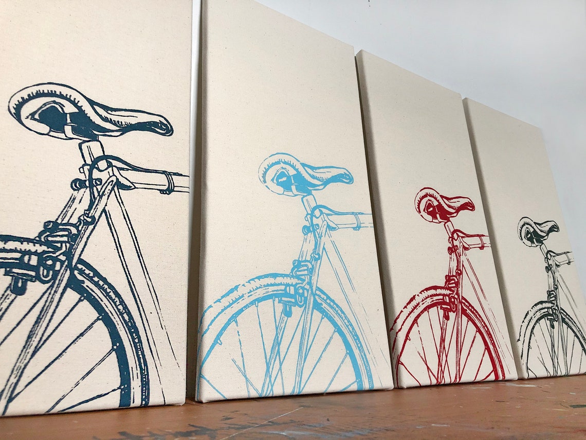 Bike Screen Print 20x10 Inch Canvas Print Bicycle Wall Art | Etsy