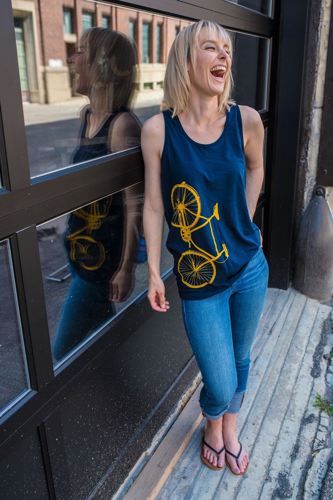 Bike Tank Top, Mens, Unisex, Bicycle Screenprint, Navy Blue - Etsy Canada