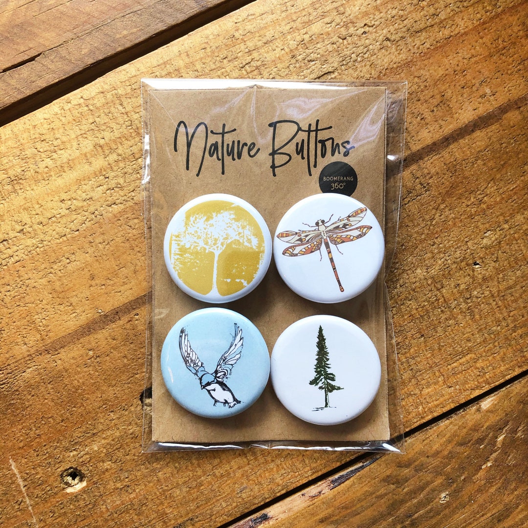 Nature Buttons Set of 4 Pinback Buttons Blue Bird - Etsy