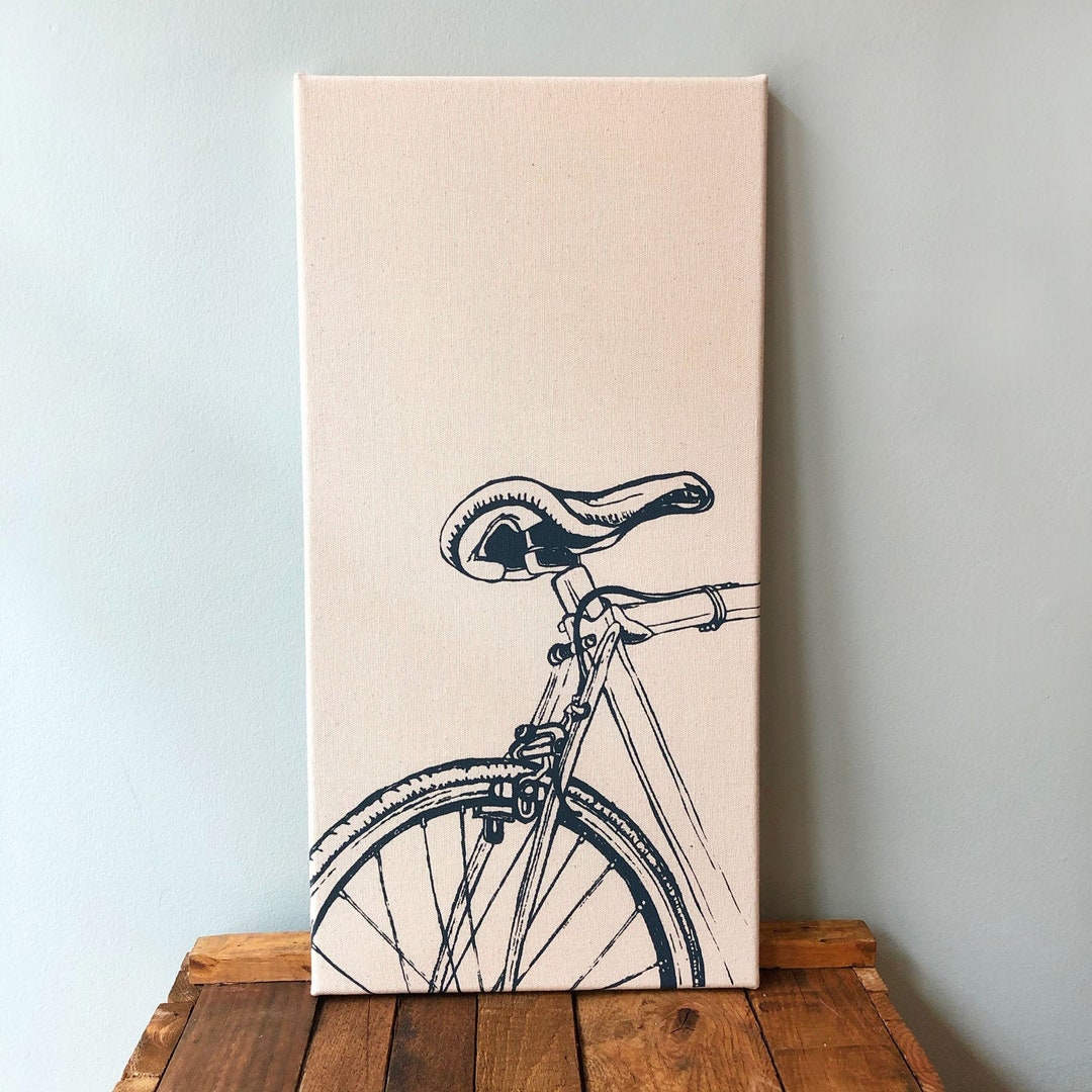 Bike Screen Print, 20x10 Inch Canvas Print, Bicycle Wall Art, Original ...