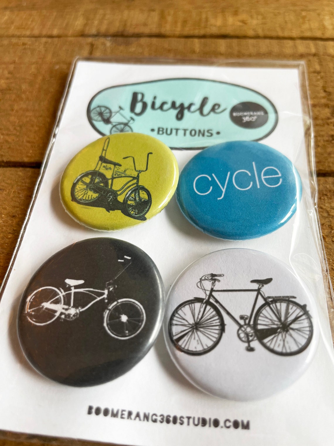 Bicycle Button Pack, Set of 4 Button, 1.25 Inch Round Buttons, Cyclist ...
