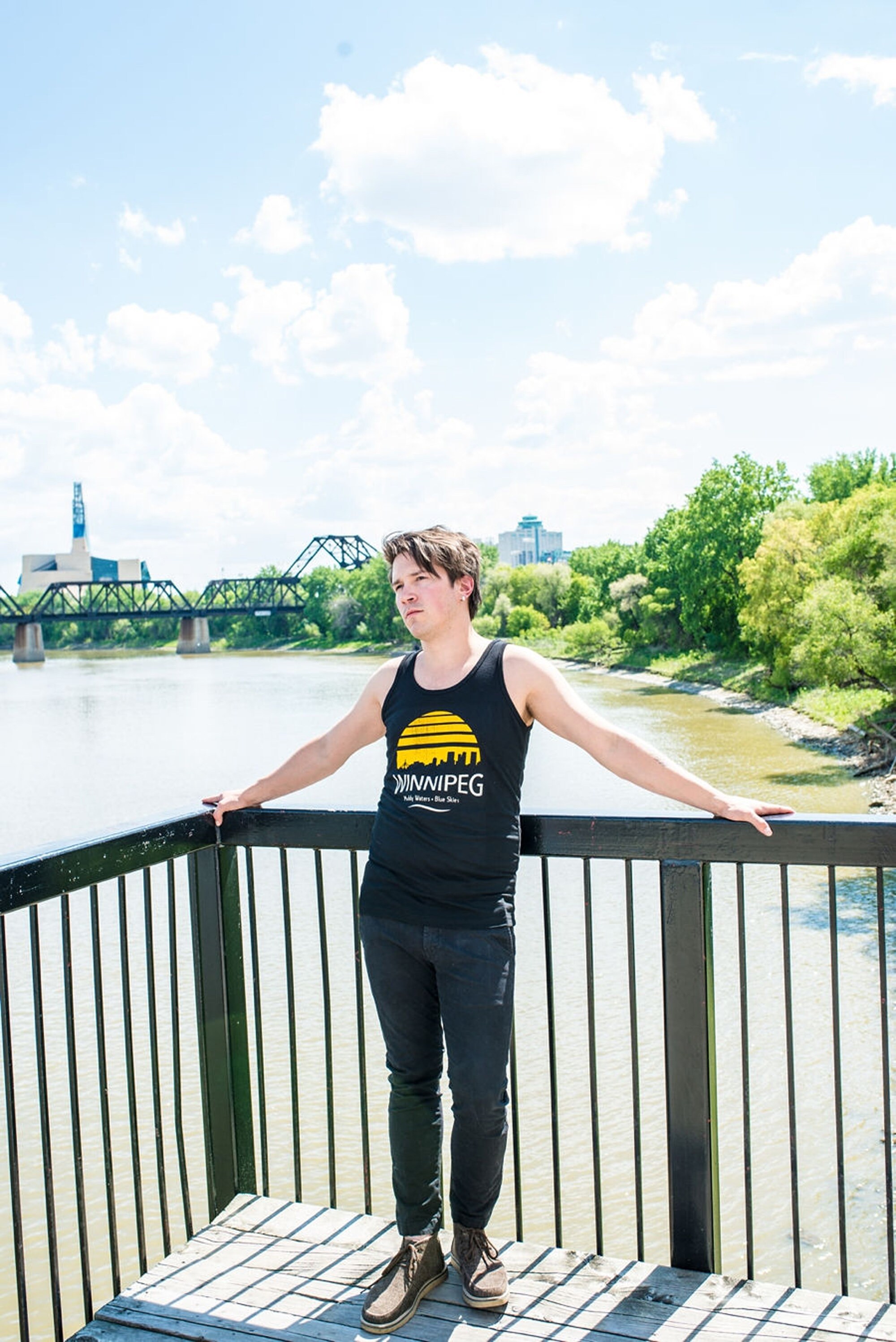 Winnipeg Tank Top Muddy Waters Blue Skies Black Bamboo - Etsy
