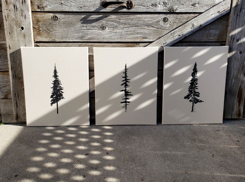 Tree Prints Trilogy Art Nature Screen Print 20 X 16 Inch 3 | Etsy