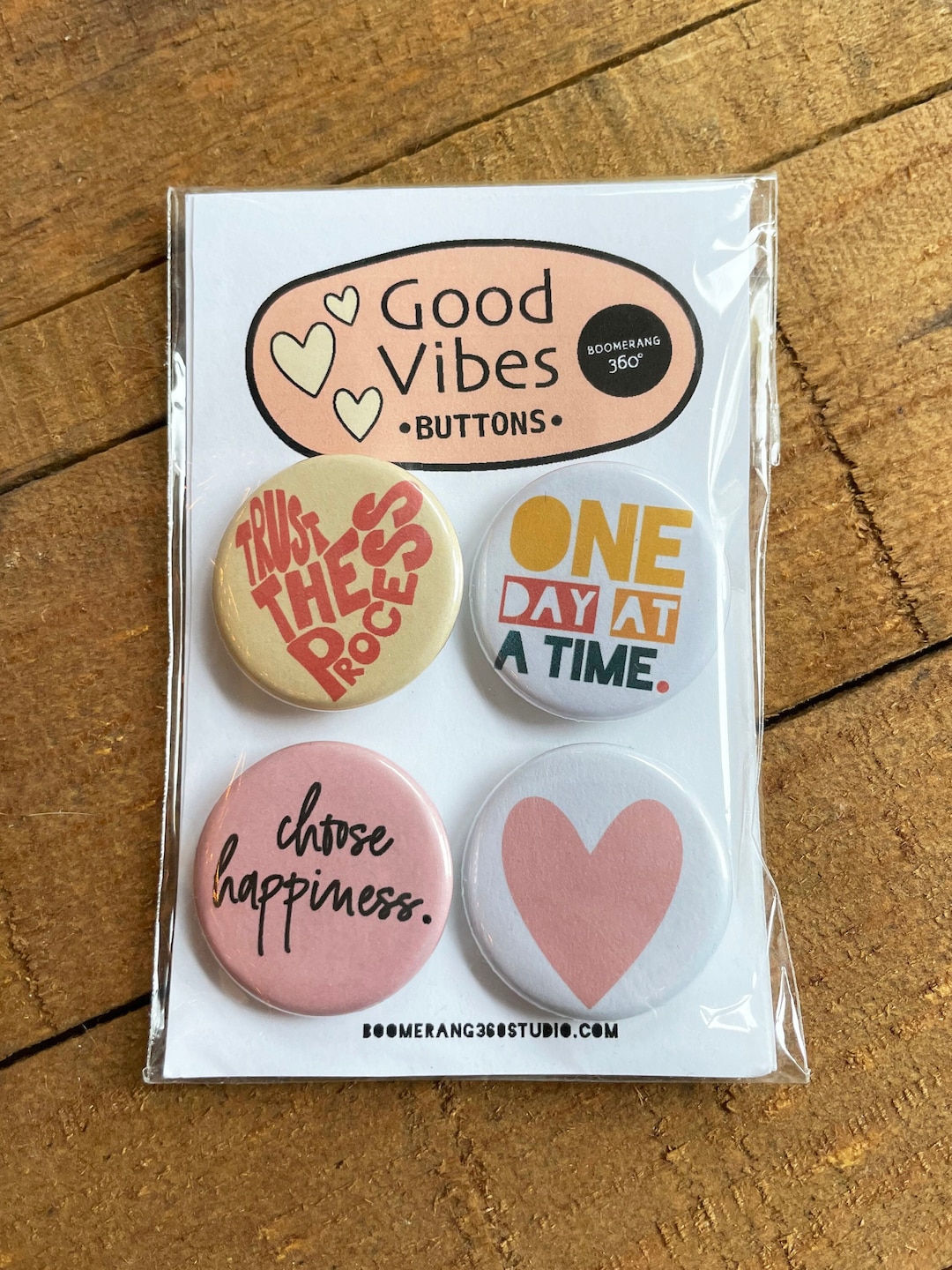 Good Vibes Button Pack, 1.25 Inch Round Buttons, Motivational Quotes ...
