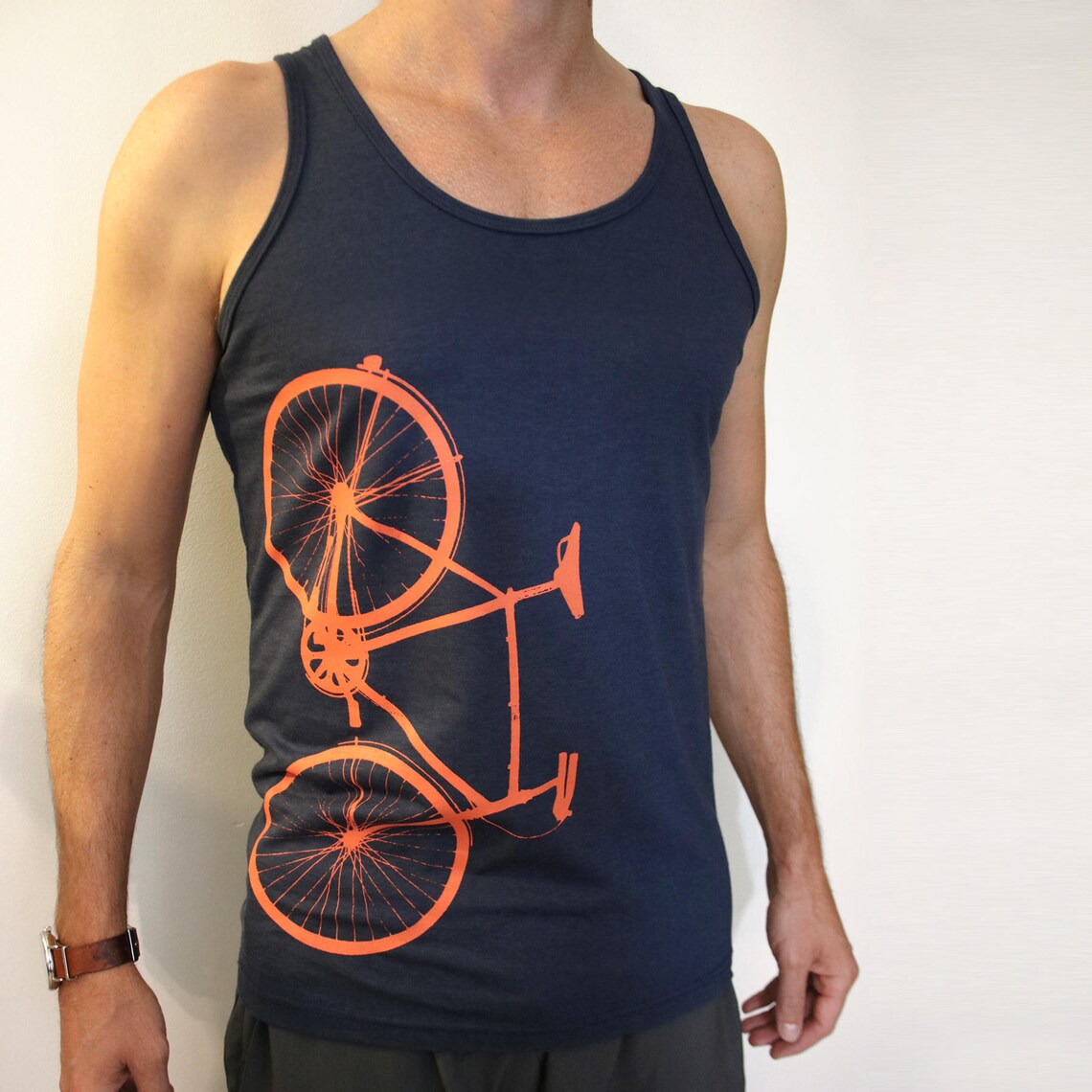 Bike Tank Top, Mens, Unisex, Bicycle Screenprint, Navy Blue - Etsy Canada