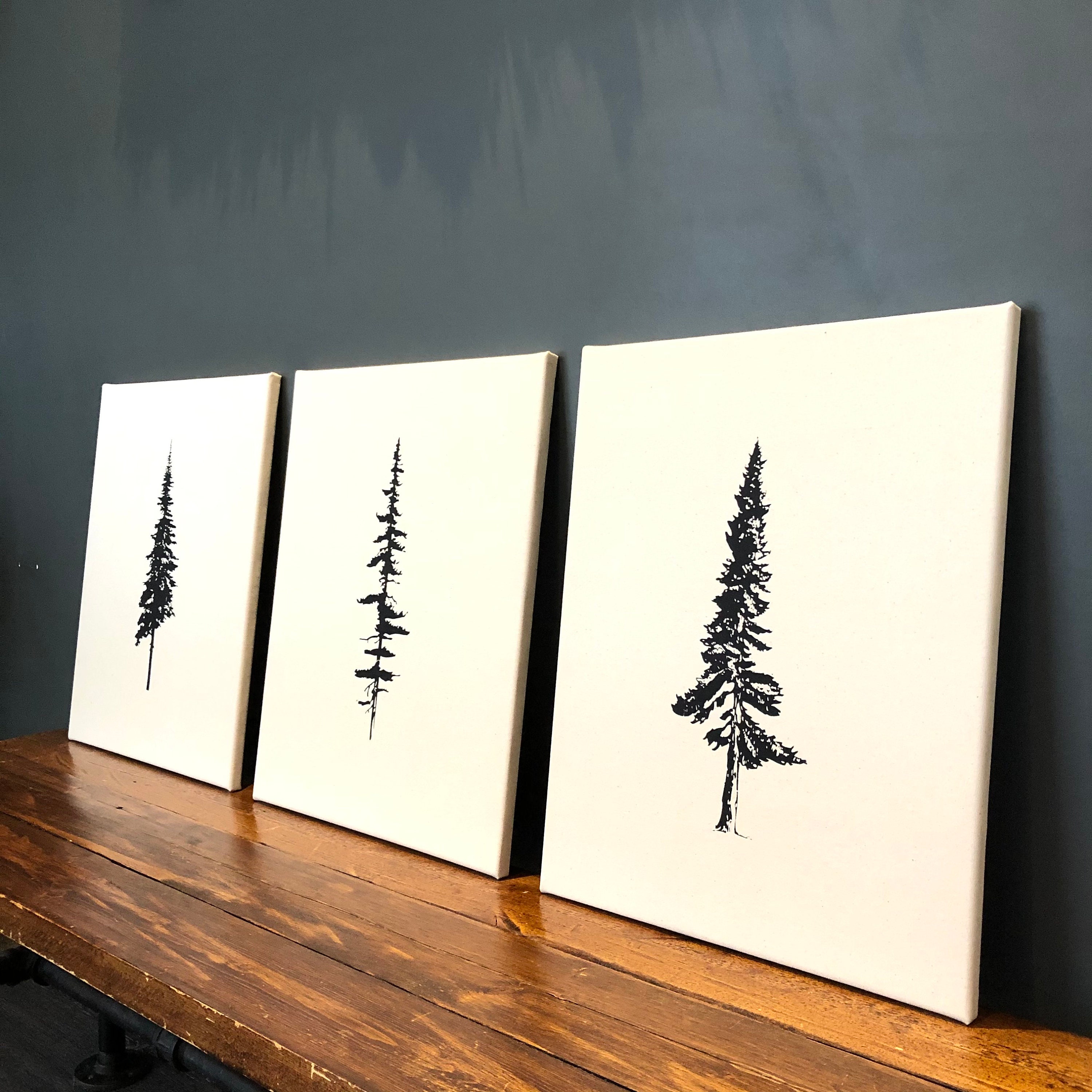 Tree Prints Trilogy Art Nature Screen Print 20 X 16 Inch 3 | Etsy