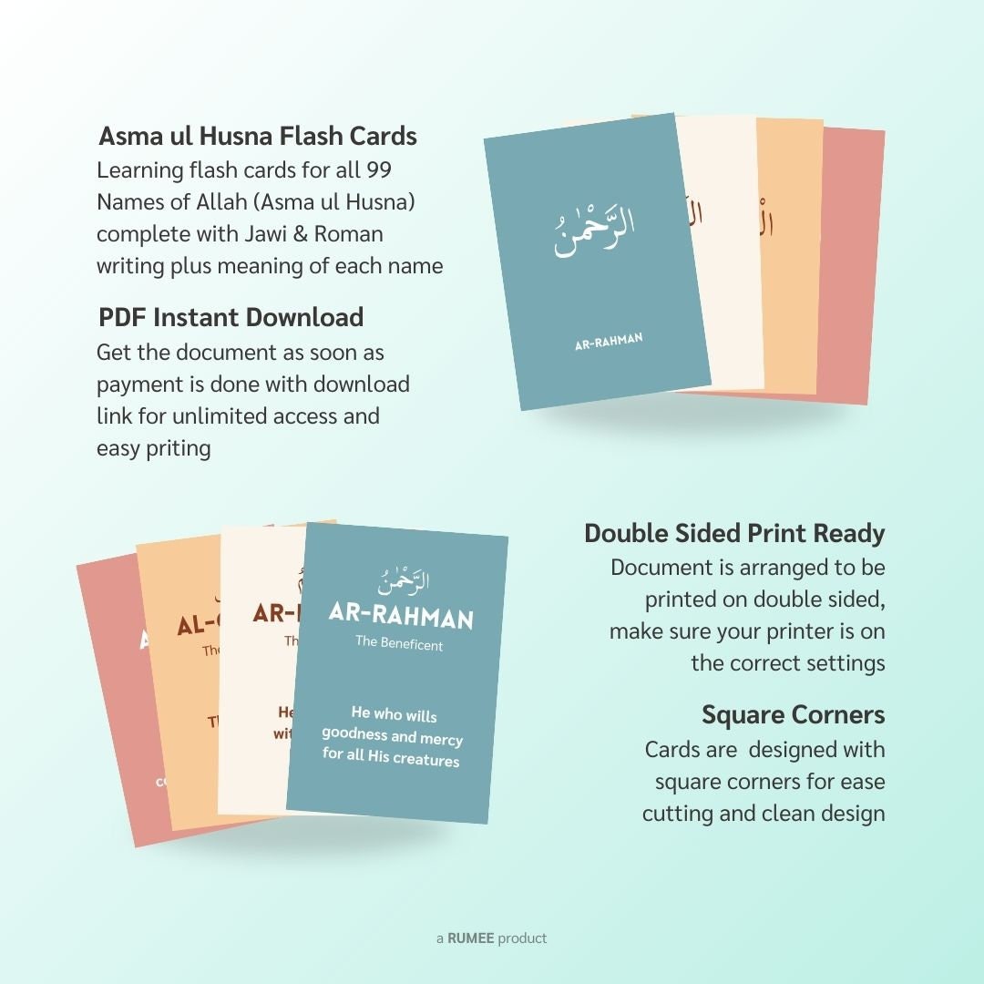 Asma Ul Husna Learning Card Design DIGITAL PRODUCT - Etsy