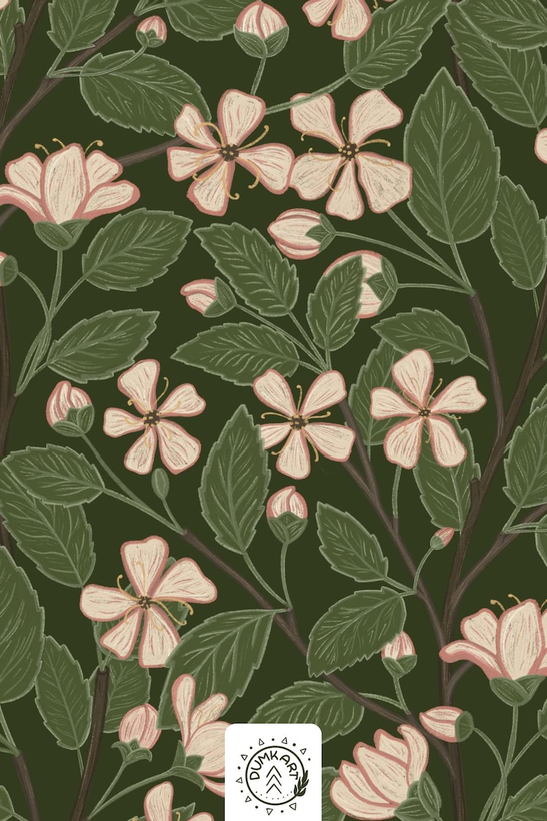 Apple Blossom Vintage Victorian Floral Seamless Pattern File ...