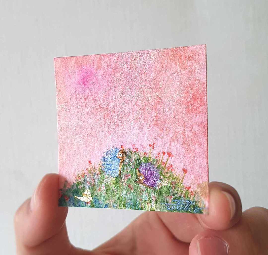 Mother's Day, Spring, Hedgehogs, Miniature Watercolor, Home Gift for ...