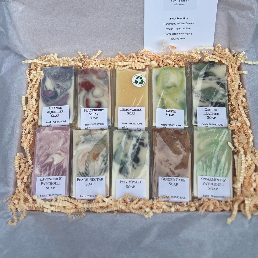 Letterbox Soap Gift Box, 10 Soaps, Gift for Vegan, Handmade Bar Soap ...