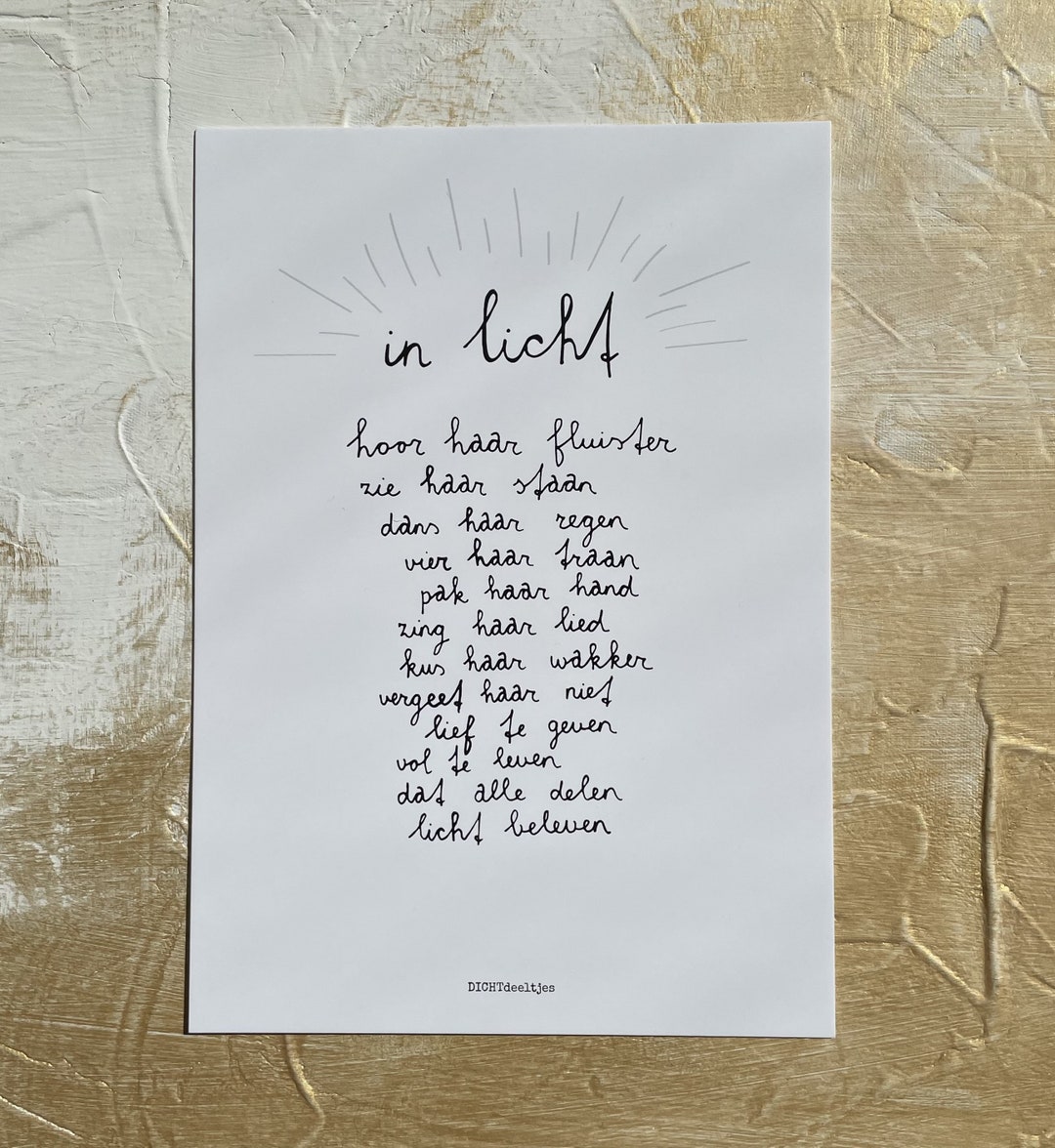 A5 Print, Handwritten, Poem, Light, Poem, Poetry, in Light, Word Art ...