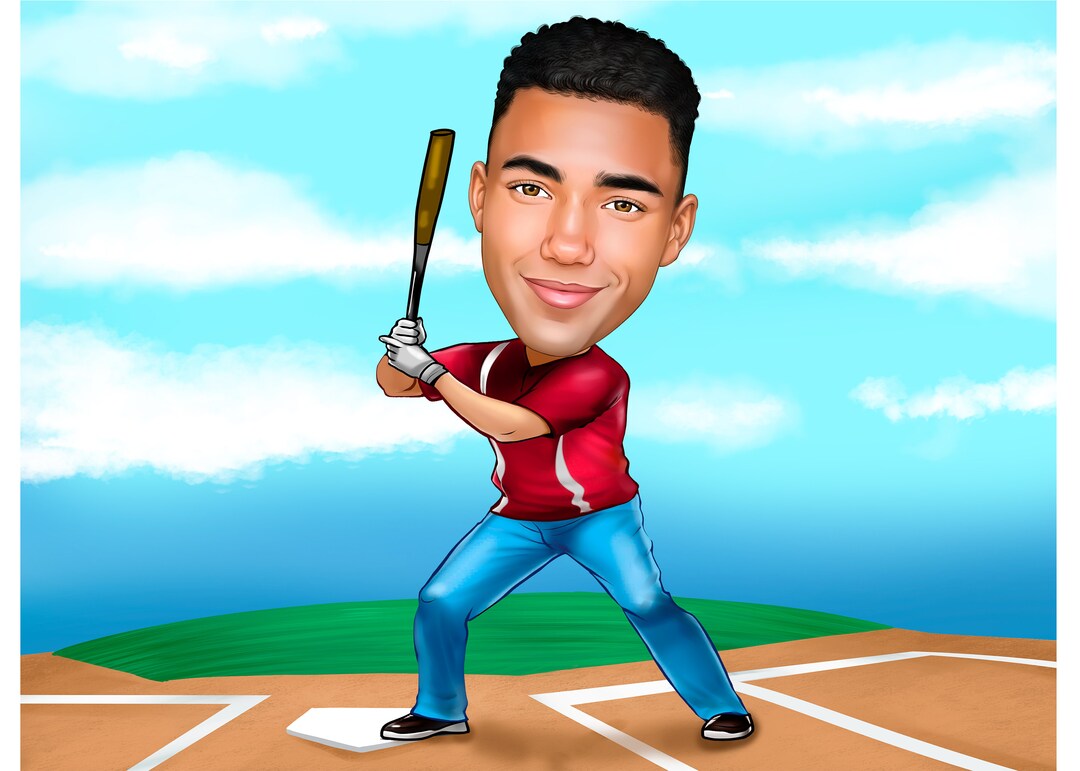 Personalized Cartoon Caricature From a Photo | Gift for a Baseball Fan ...