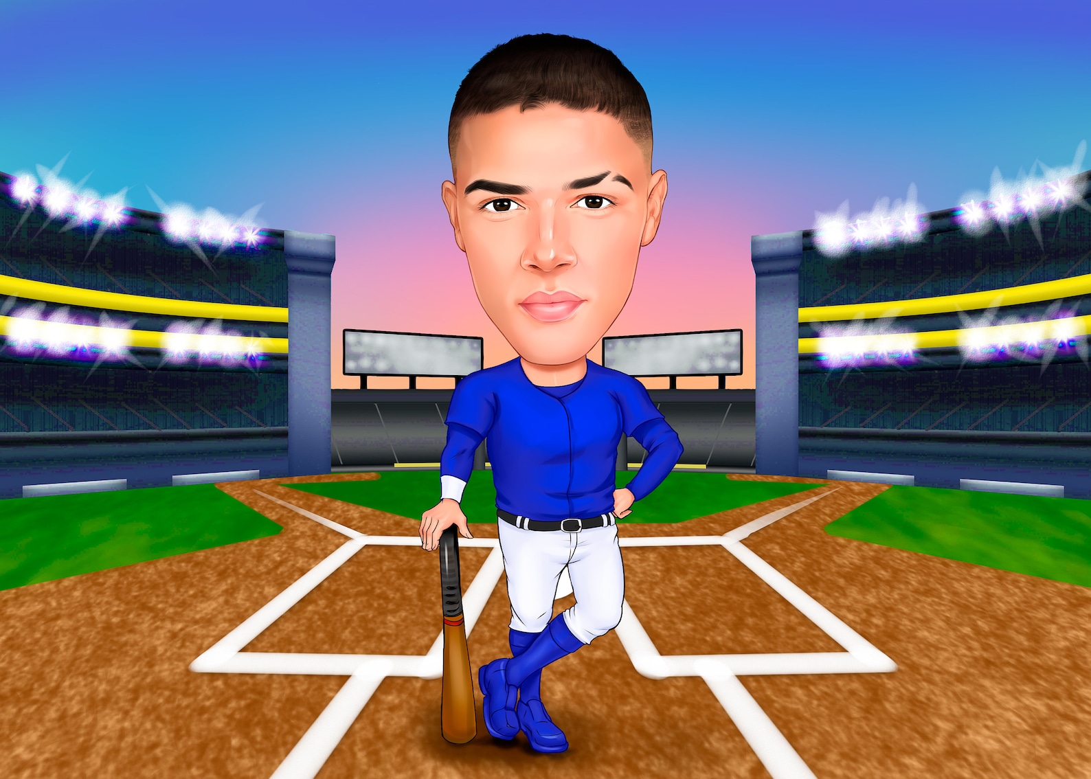 Custom Cartoon Portrait From a Photo Gift for a Baseball Fan Baseball ...
