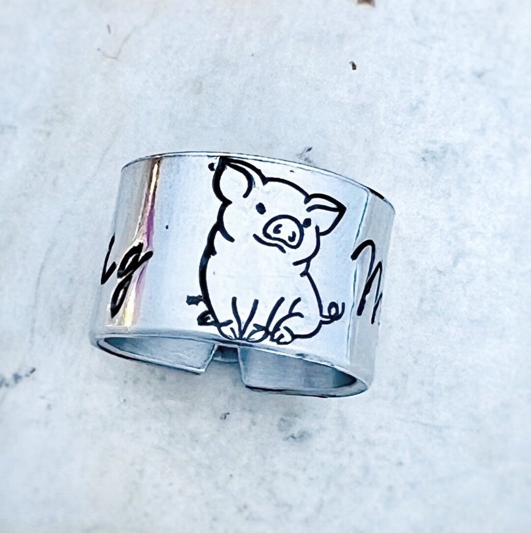 Pig Mom Wide Ring-aluminum Band-pigs- Ring-vegan Ring-vegan Jewelry ...