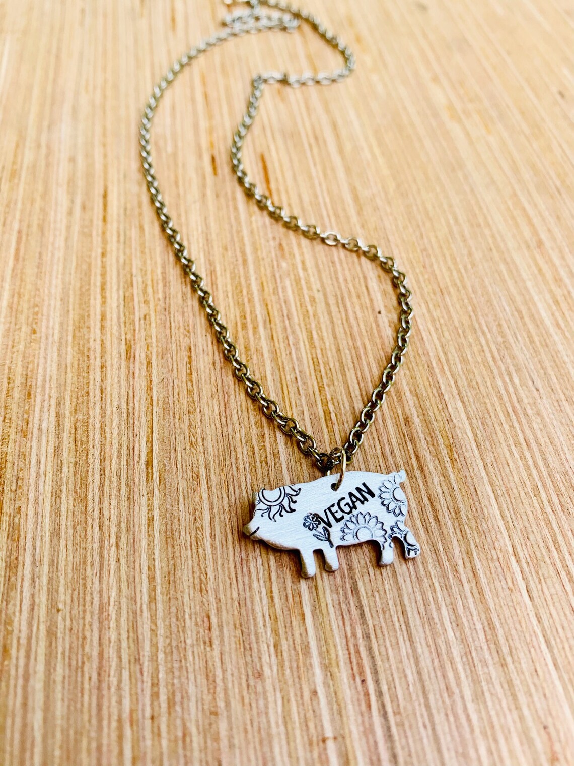 Sunflower Vegan Pig Necklace-sun Necklace-pig Necklace-pig | Etsy