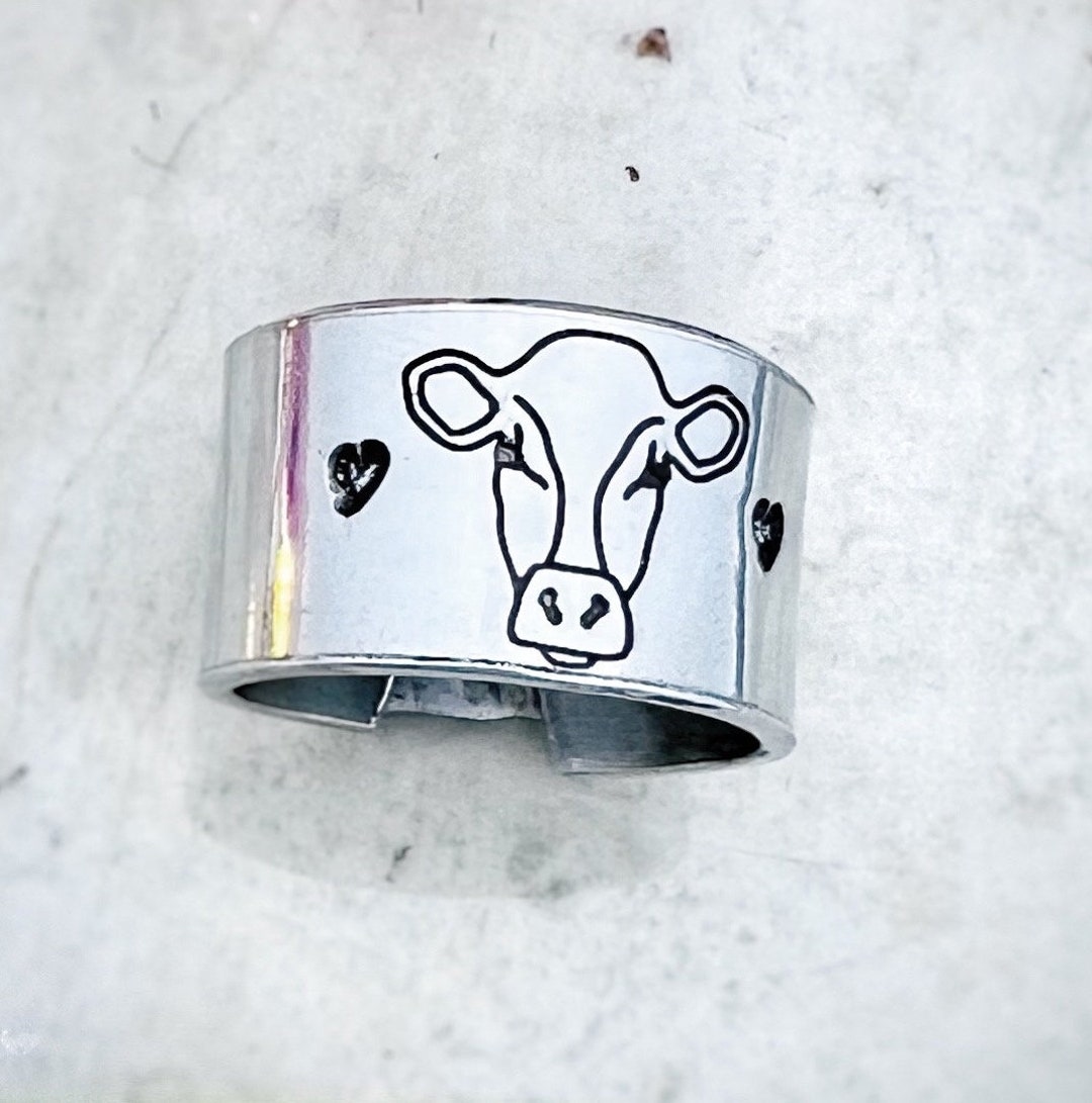 Cow Wide Ring-aluminum Band- Ring-vegan Ring-vegan Jewelry-vegan Gifts ...