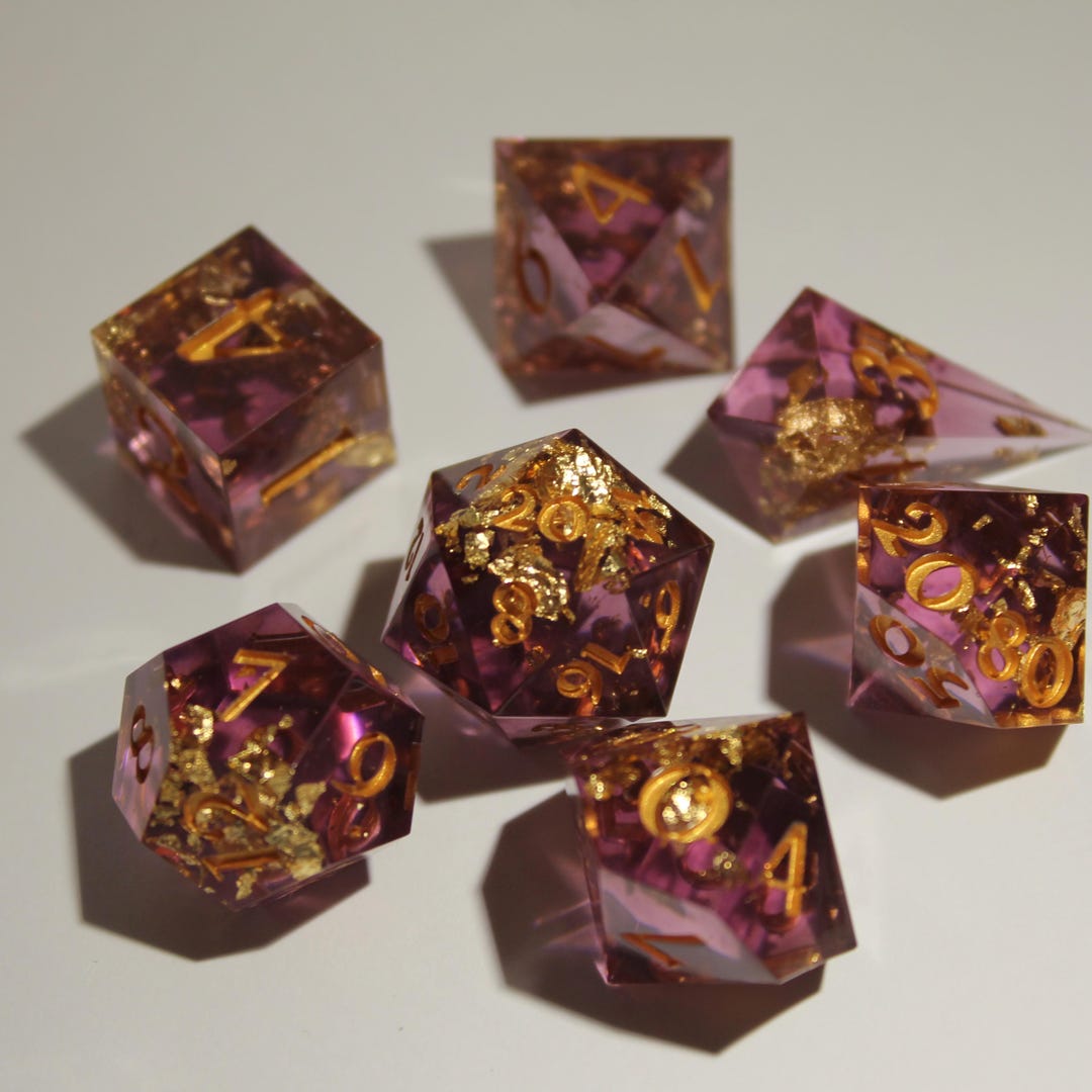 Amethyst Sparkle Sharp Edge Dice | D&D Dice Set | Rpg Dice Set | Purple ...