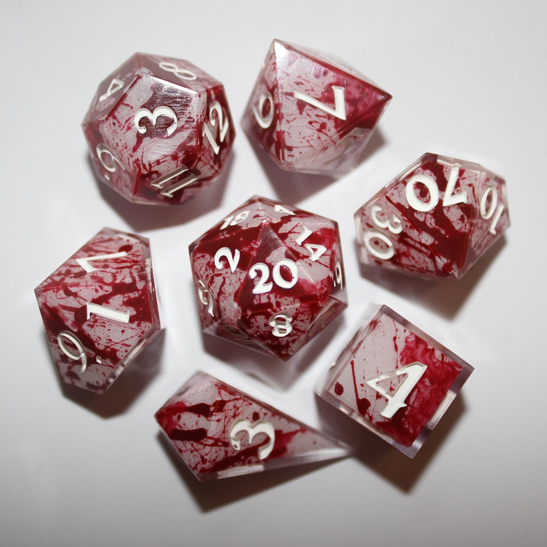 Blood Splatter Sharp Edge Dice | D&D Dice Set | Rpg Dice Set | Red ...