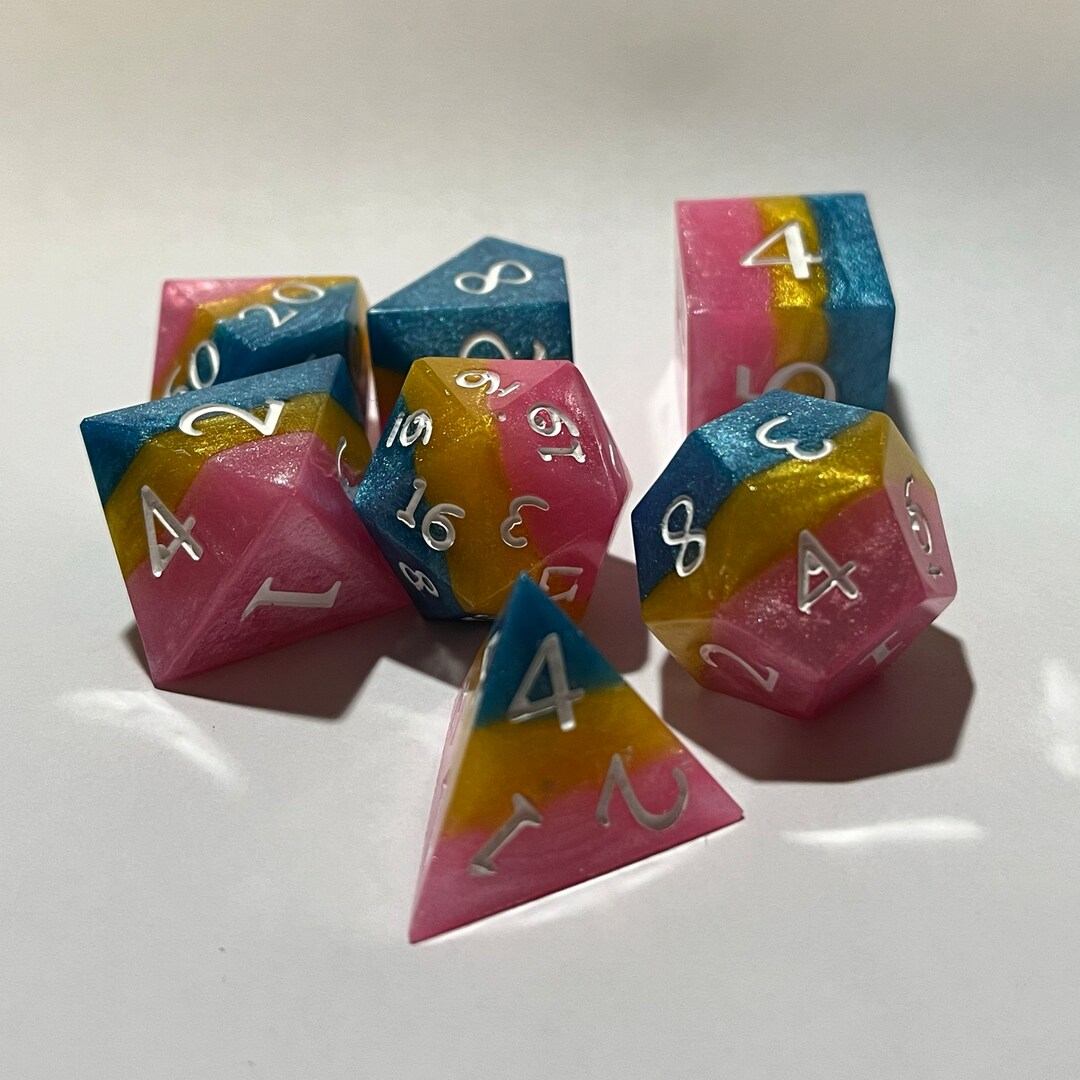 Pansexual Inspired Sharp Edge Dice | D&D Dice Set | Rpg Dice Set | Blue ...
