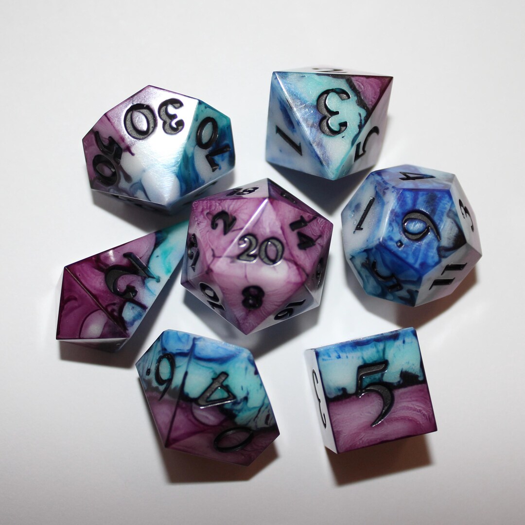 Aurora Swirls Sharp Edge Dice | D&D Dice Set | Rpg Dice Set | Purple ...