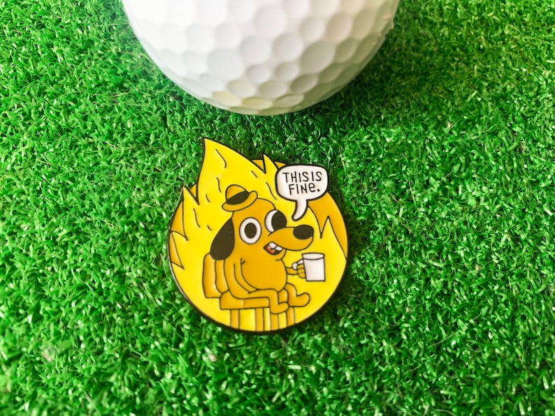 This is Fine Meme Dog Burnig Golf Ball Marker Golf Accessory Golf Gift ...