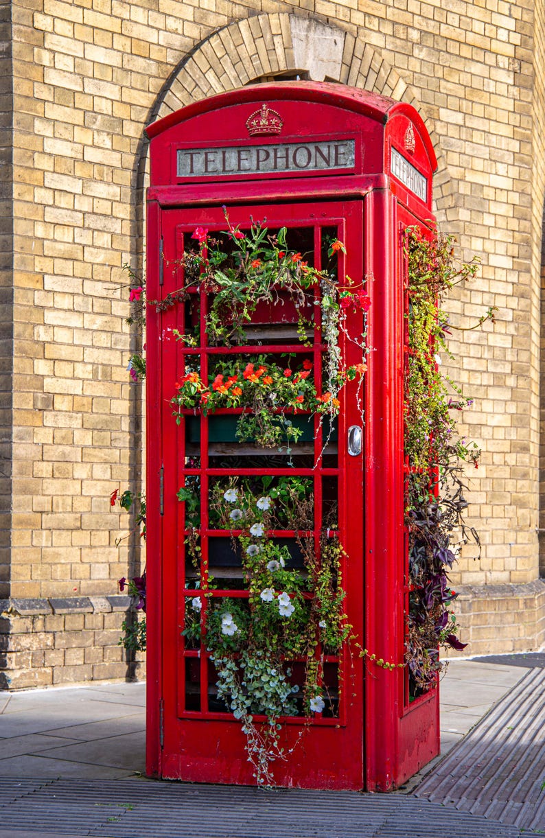 Red Phone Booth Floral Print: Bath, England Travel Photography - Etsy